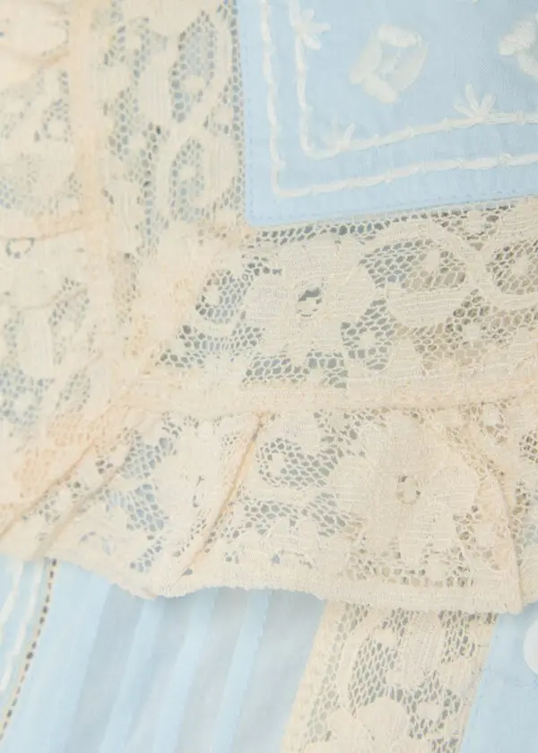 Rixo Edina Cotton Midi Dress With Lace Trim - Light Blue