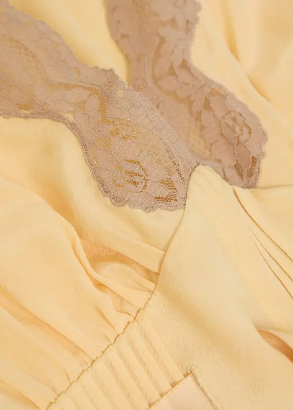 Rixo Marlice Lace-trim Silk Midi Dress - Yellow
