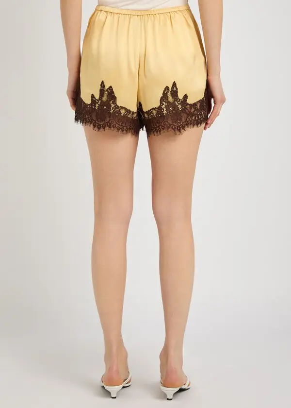 REFORMATION Fern Lace-trim Satin Shorts - Cream