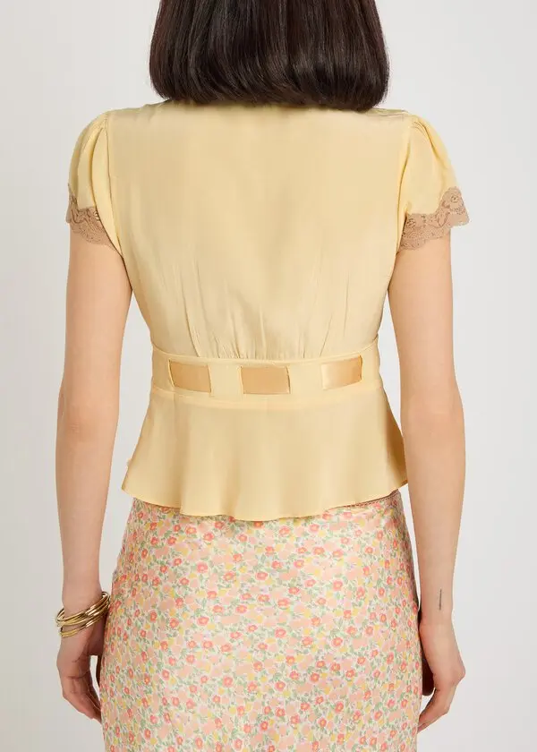 Rixo Daniela Lace-trim Silk Top