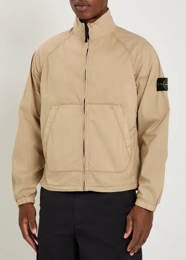 Stone Island Logo Stretch-cotton Jacket - Sand