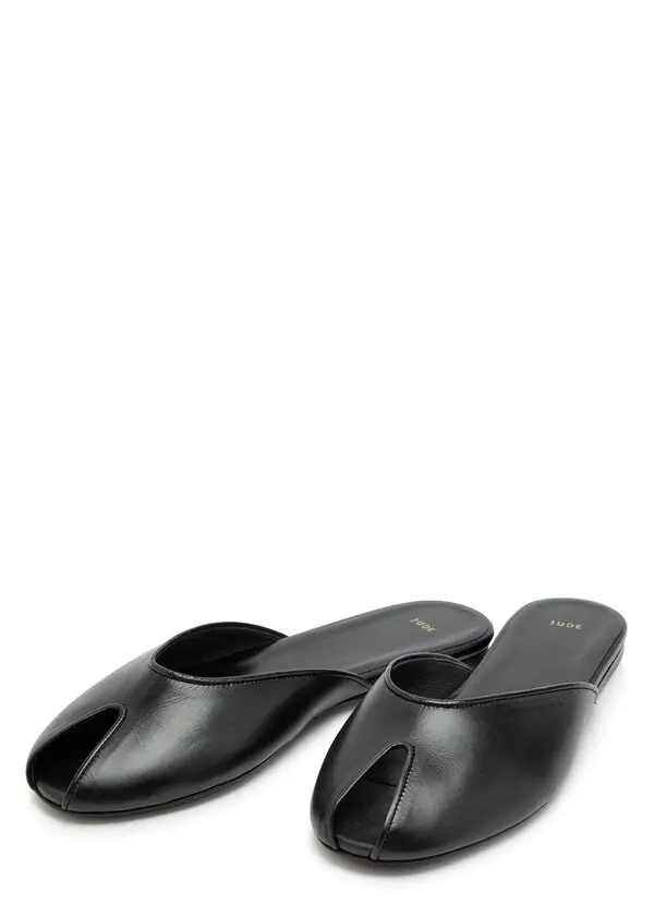 JUDE Leather Peep-toe Sandals - Black