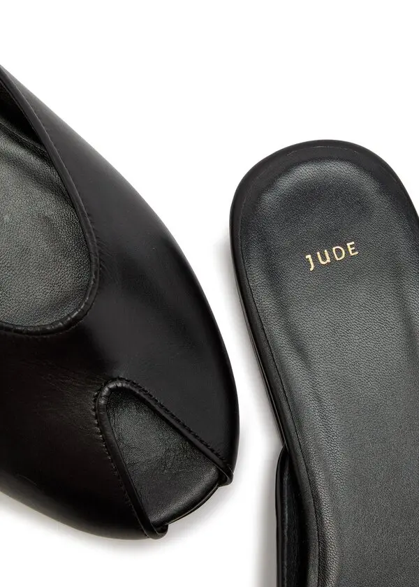 JUDE Leather Peep-toe Sandals - Black