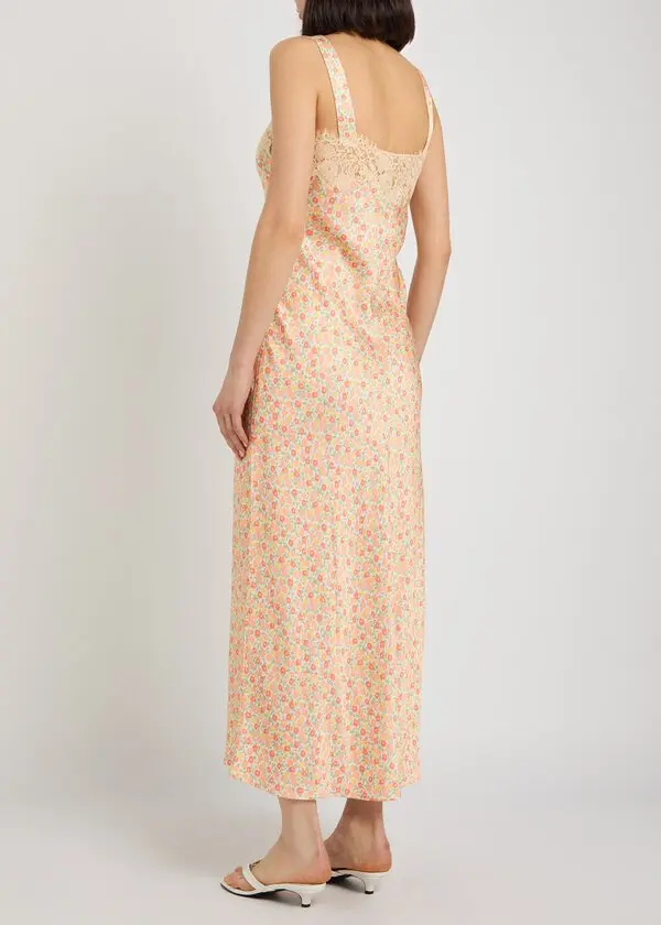 Rixo Rosamarie Floral-print Satin Midi Dress - Multicoloured