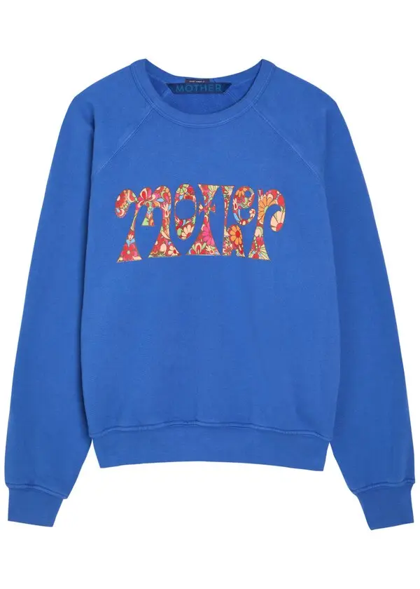 MOTHER The Concert Cropped Cotton Sweatshirt - Blue