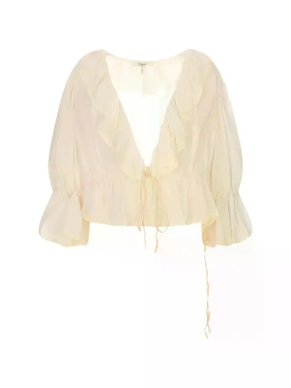 Chloé Ruffled Lace-trim Blouse - Neutrals
