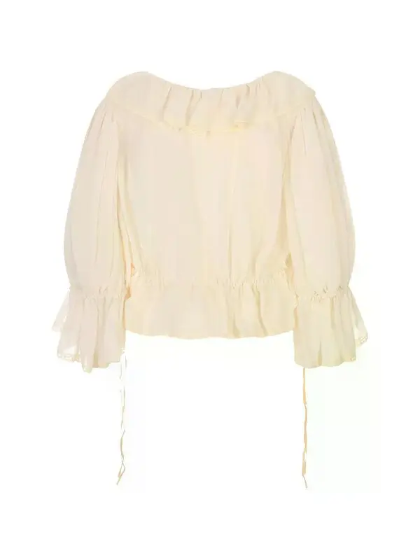 Chloé Ruffled Lace-trim Blouse - Neutrals
