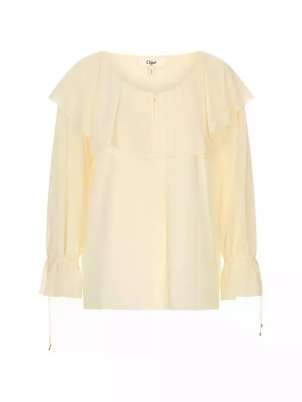 Chloé Ruffled Lace-trim Blouse