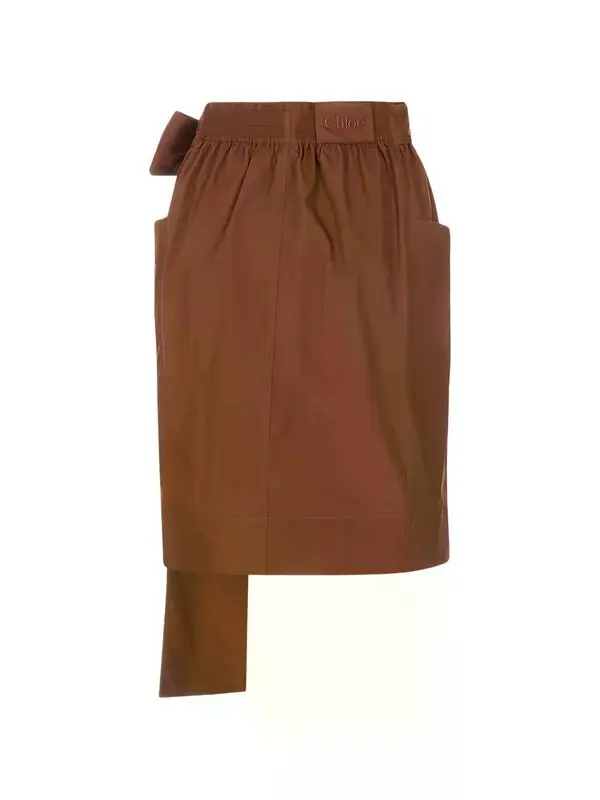 Chloé Bow-detail Pencil Skirt With Patch Pockets - Brown