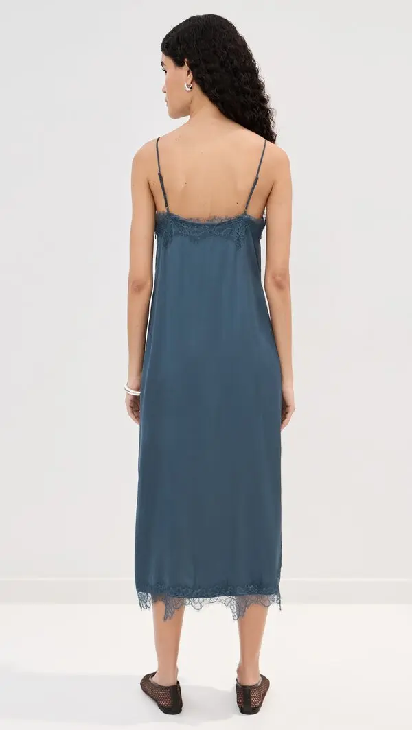LE BOP Amara Satin Midi Dress - Navy
