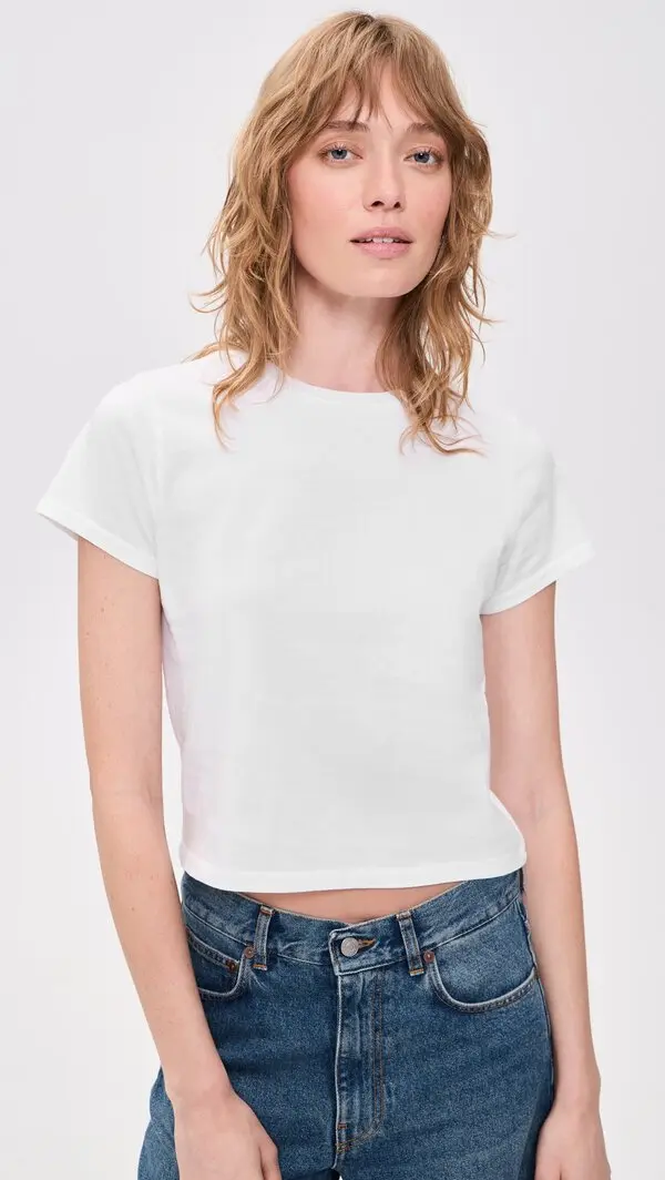 Renggli Cropped Stretch Cotton Tee - Chalk