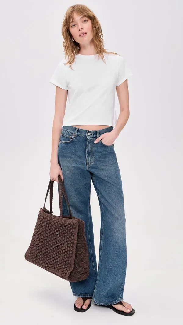 Renggli Cropped Stretch Cotton Tee - Chalk