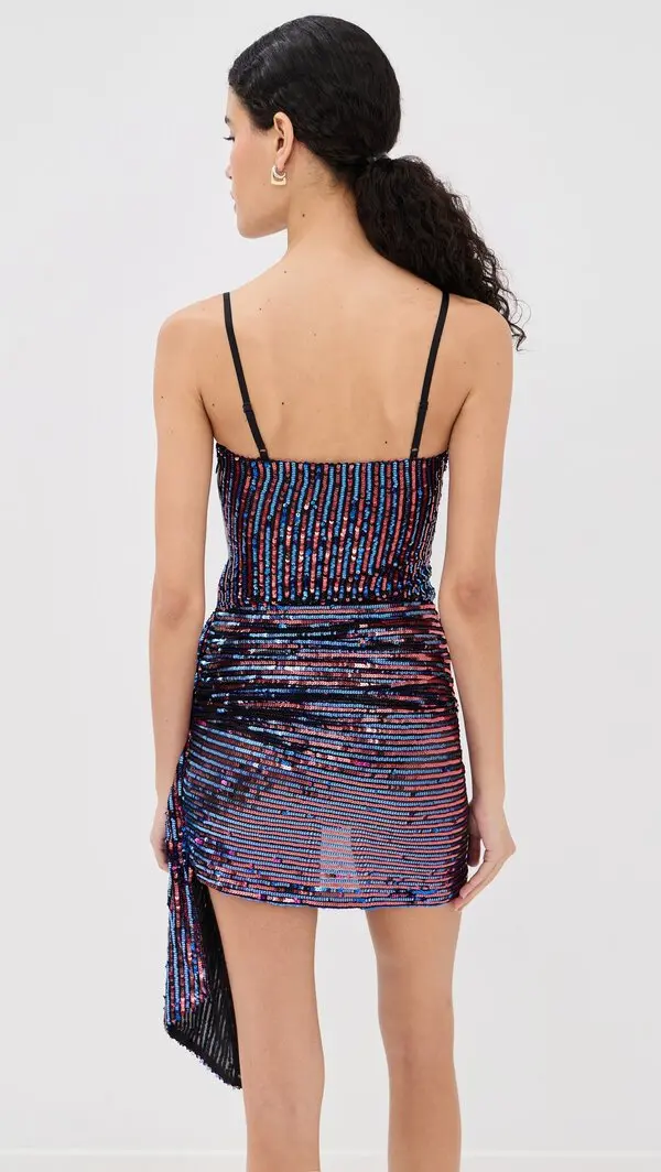 AREA Wrapped Sequin Mini Dress