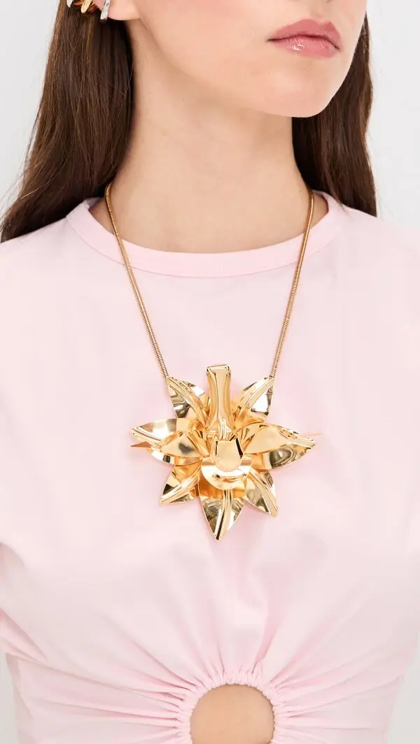 Rabanne Metal Flower Pendant Necklace