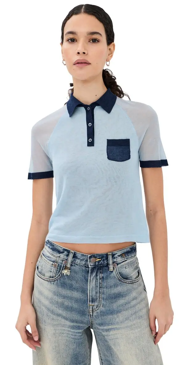 Acne Studios Transparent Polo Sweater - Light Blue/navy