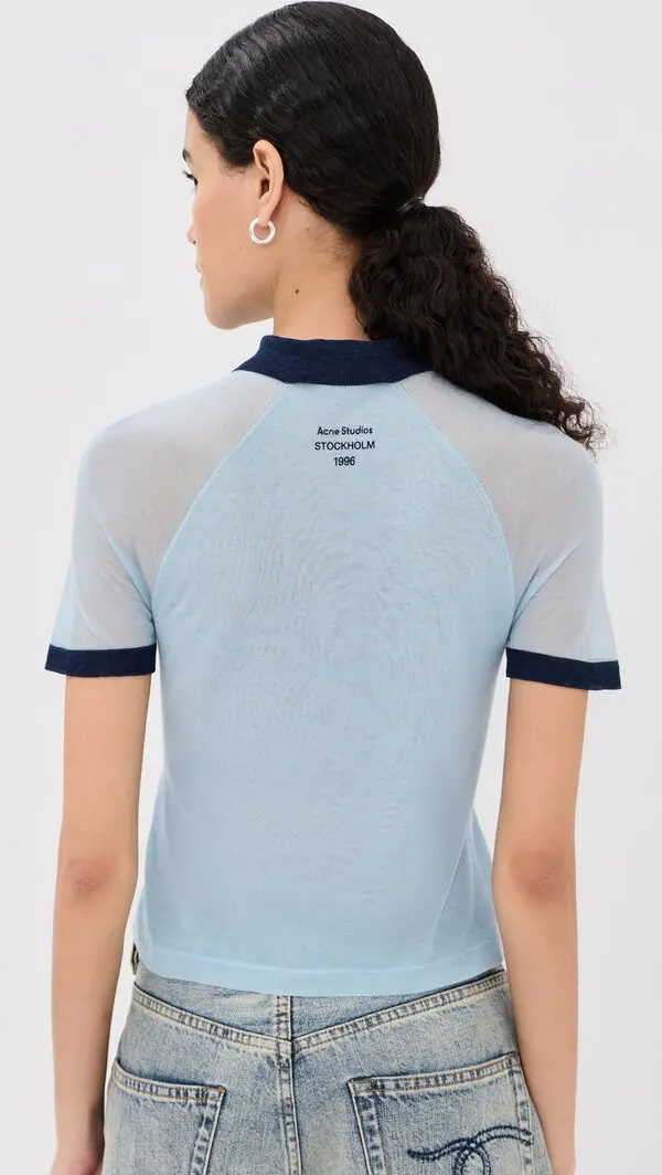 Acne Studios Transparent Polo Sweater - Light Blue/navy