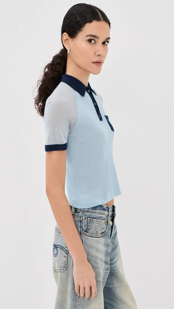 Acne Studios Transparent Polo Sweater - Light Blue/navy