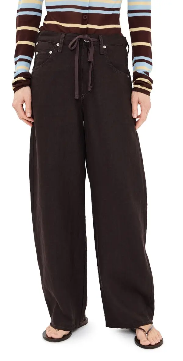 Citizens Of Humanity Petite Brynn Linen Pants - Chocolate