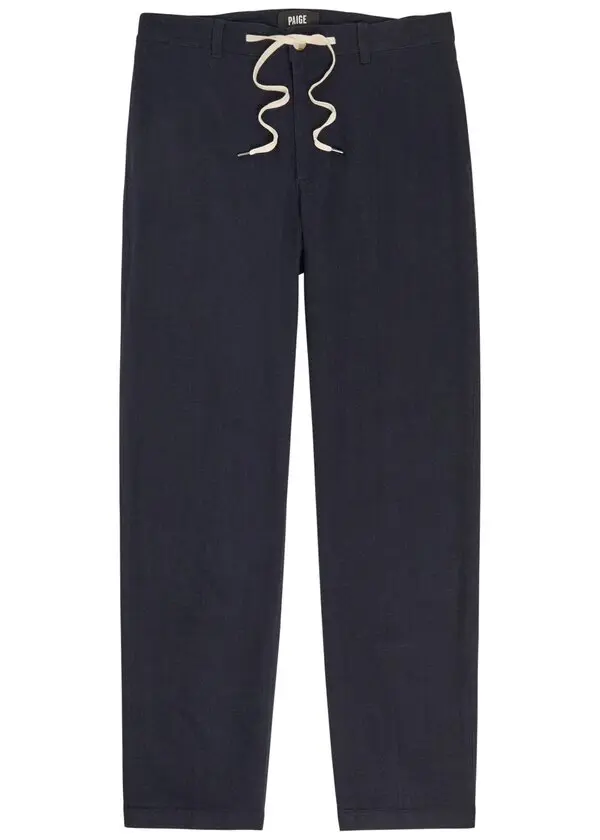 Paige Woven Relaxed Trousers - Navy