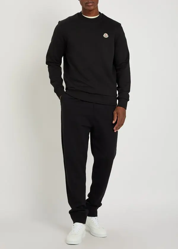 Moncler Cotton Sweatshirt With Logo Applique - Black