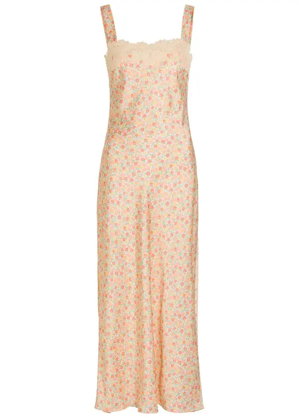 Rixo Rosamarie Floral-print Satin Midi Dress - Multicoloured