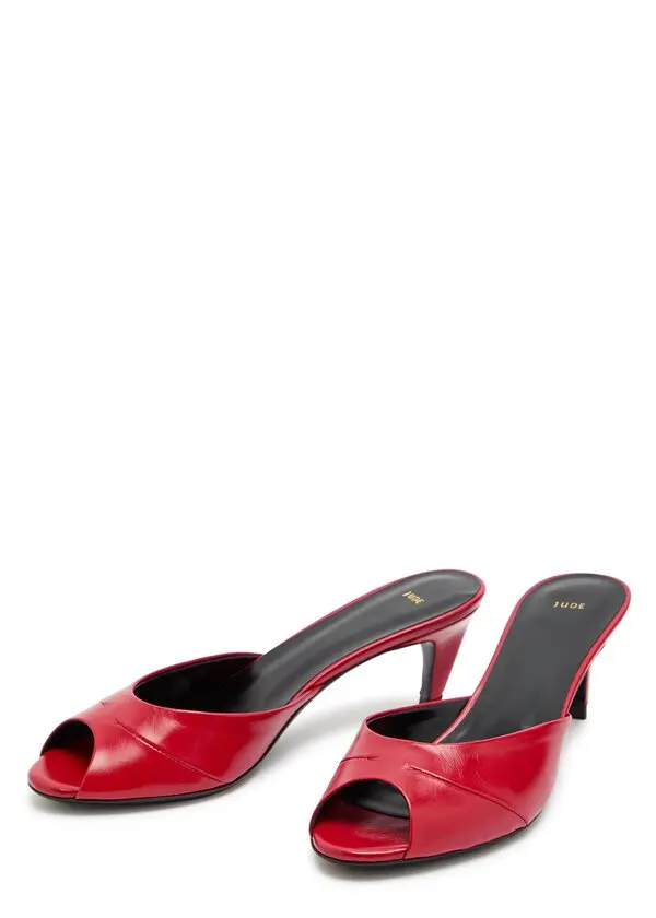 JUDE 65 Leather Peep-toe Mules