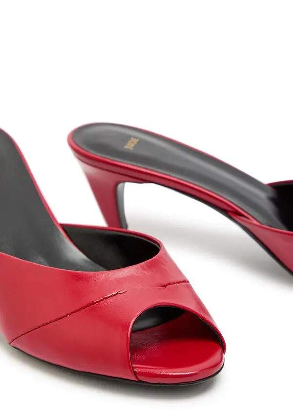 JUDE 65 Leather Peep-toe Mules