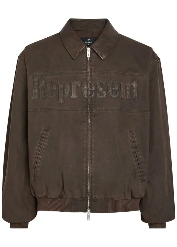 REPRESENT Roscoe Logo-appliquéd Cotton-twill Bomber Jacket - Brown