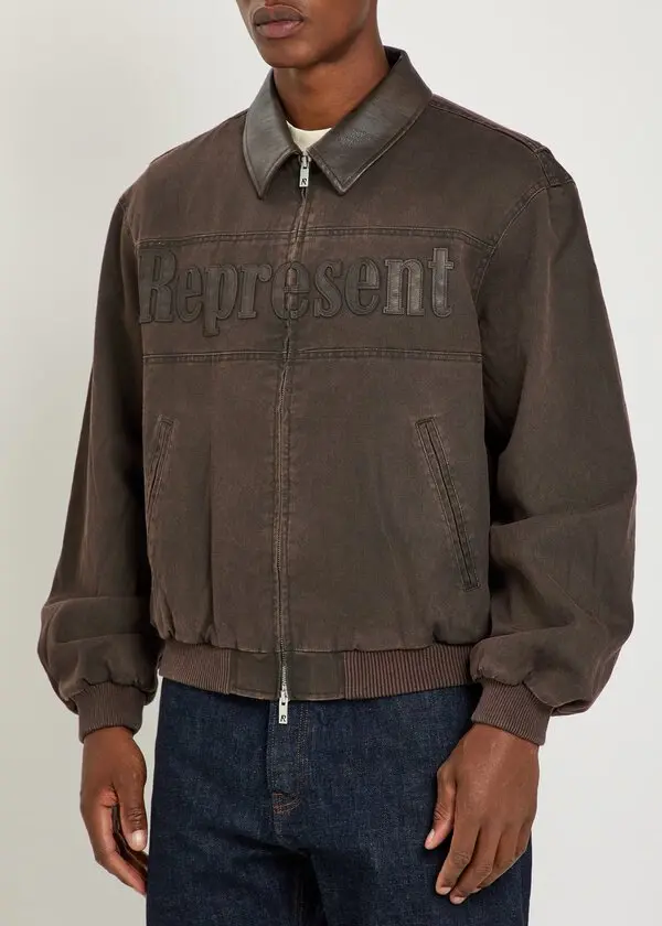 REPRESENT Roscoe Logo-appliquéd Cotton-twill Bomber Jacket - Brown