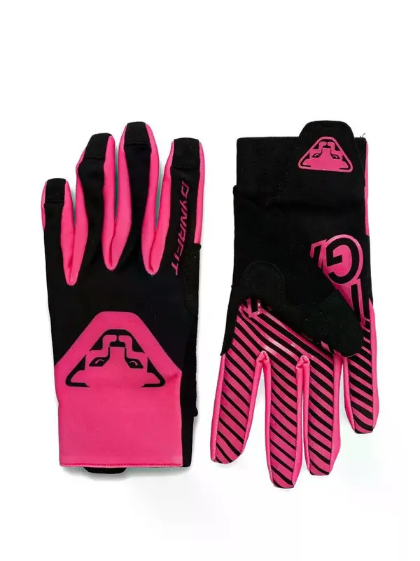 DYNAFIT Striped Gloves With Logo Print - Black