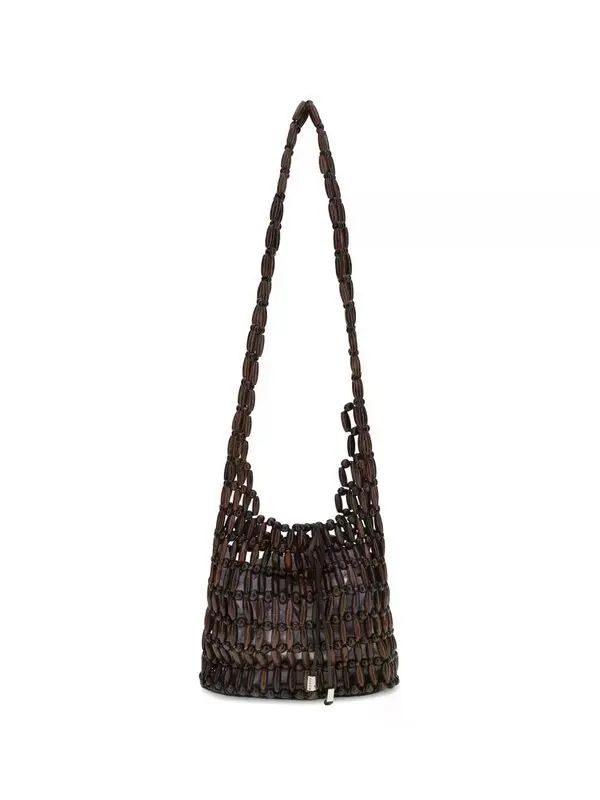Staud Coronado Beaded Shoulder Bag - Brown