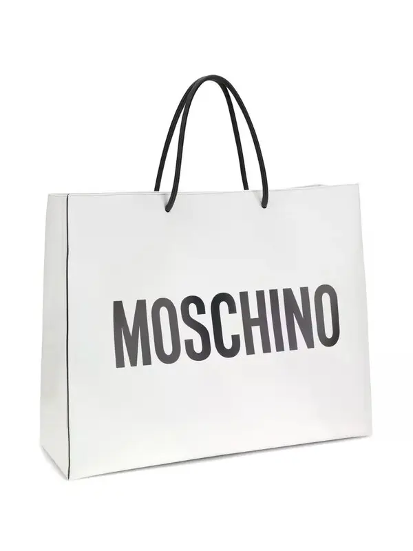 Moschino Logo-print Leather Tote - White