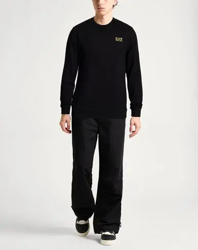 EA7 Long Sleeve Crewneck Sweatshirt With Logo Detail - Black