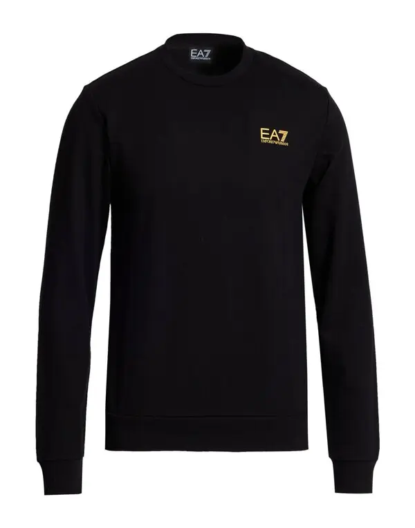 EA7 Long Sleeve Crewneck Sweatshirt With Logo Detail - Black