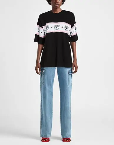 CHIARA FERRAGNI Cotton T-shirt With Logo Print - Black
