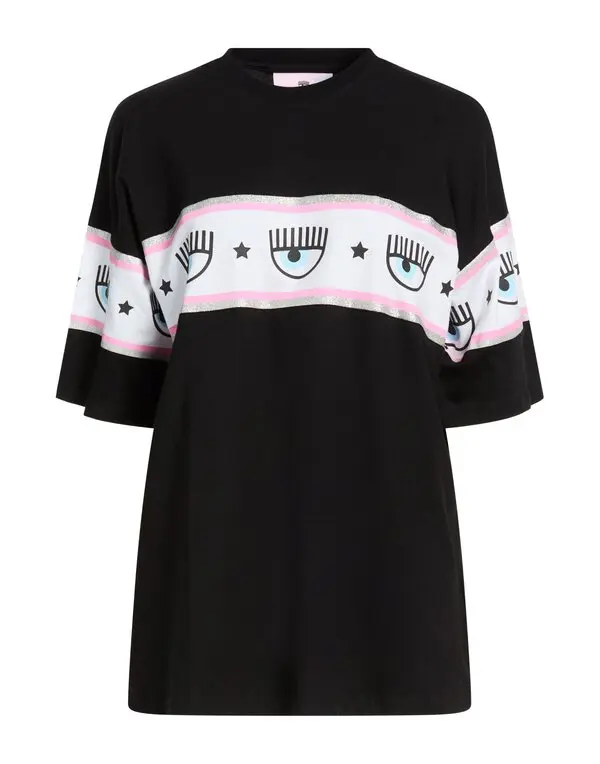 CHIARA FERRAGNI Cotton T-shirt With Logo Print - Black