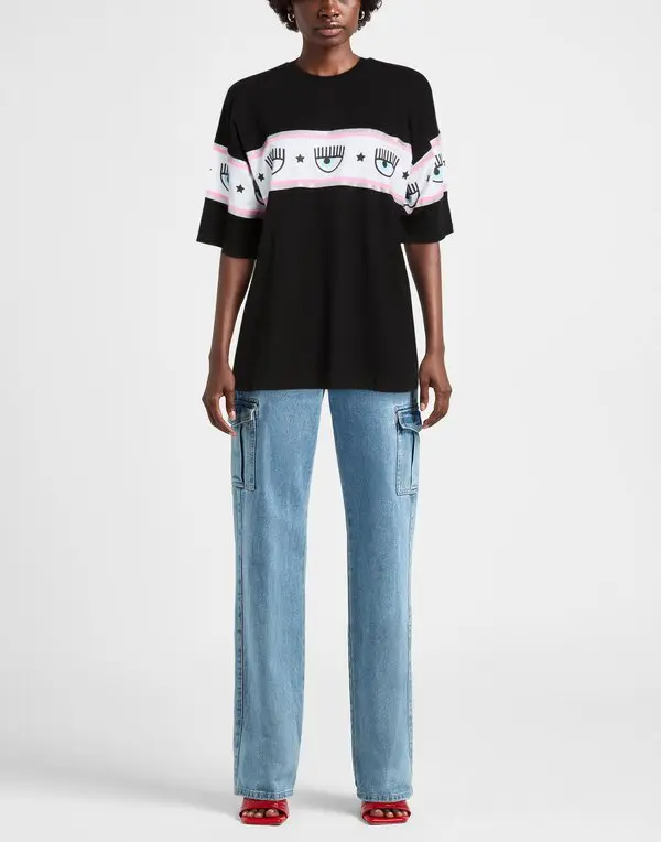 CHIARA FERRAGNI Cotton T-shirt With Logo Print - Black