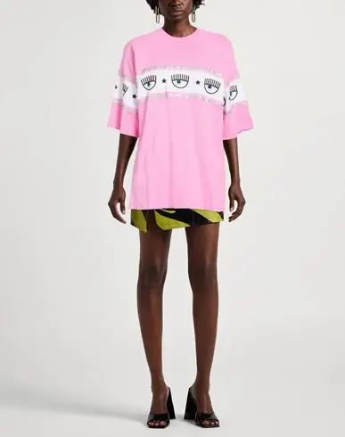 CHIARA FERRAGNI Eyes" Printed Cotton T-shirt - Pink