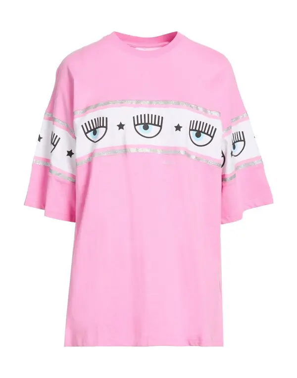 CHIARA FERRAGNI Eyes" Printed Cotton T-shirt - Pink