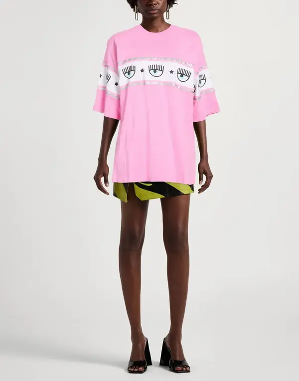CHIARA FERRAGNI Eyes" Printed Cotton T-shirt - Pink