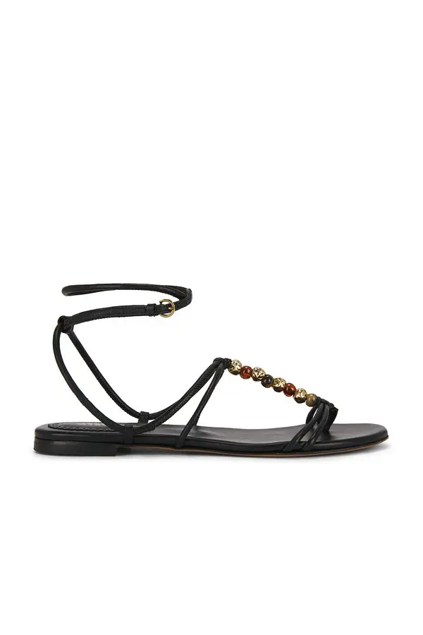 Isabel Marant Étoile Yctoria Beaded Ankle Wrap Sandals - Black
