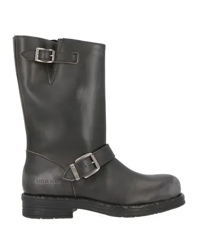 REPLAY Leather Buckled Wedge Boots - Grey