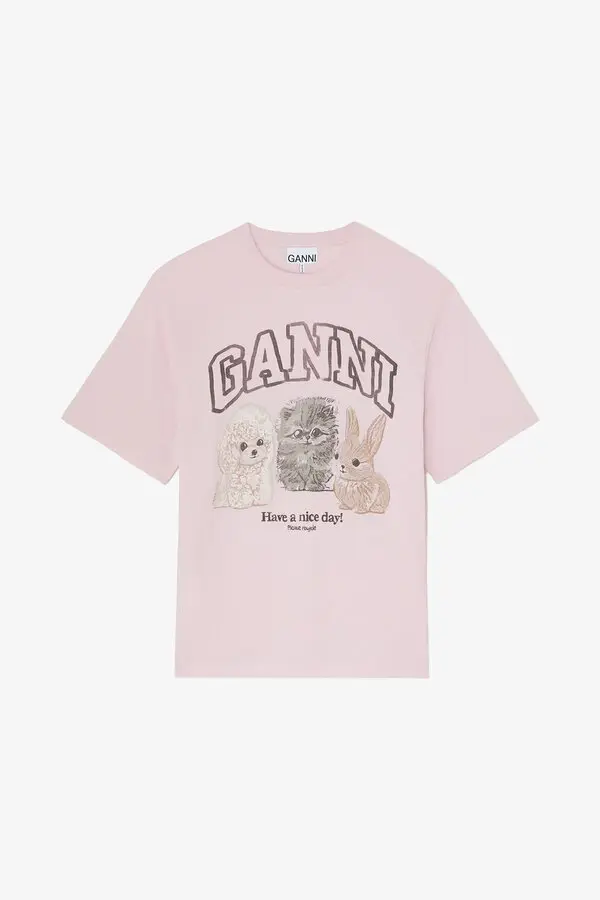 GANNI Animal Graphic T-shirt - Pink