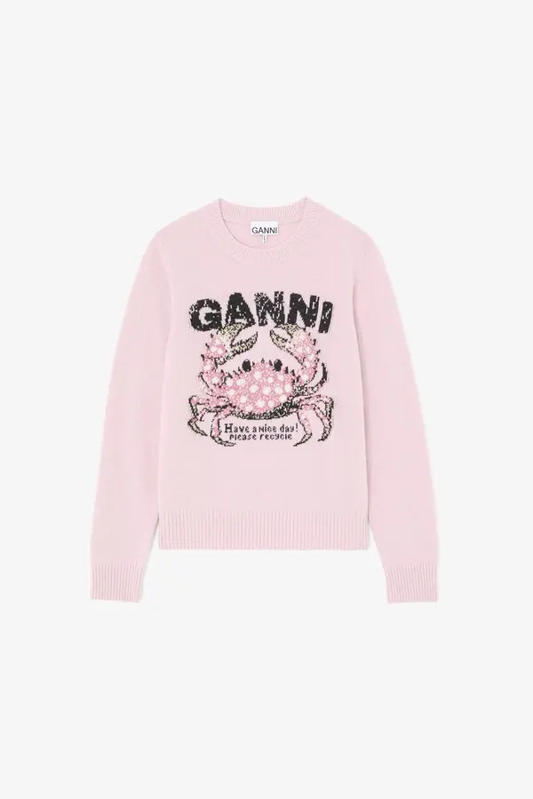 GANNI Sweater With Crab Graphic - Pink
