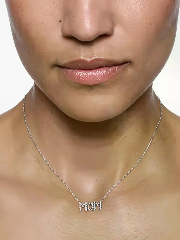 MARIA BLACK Rhodium-plated Crystal Embellished Mom Pendant Necklace