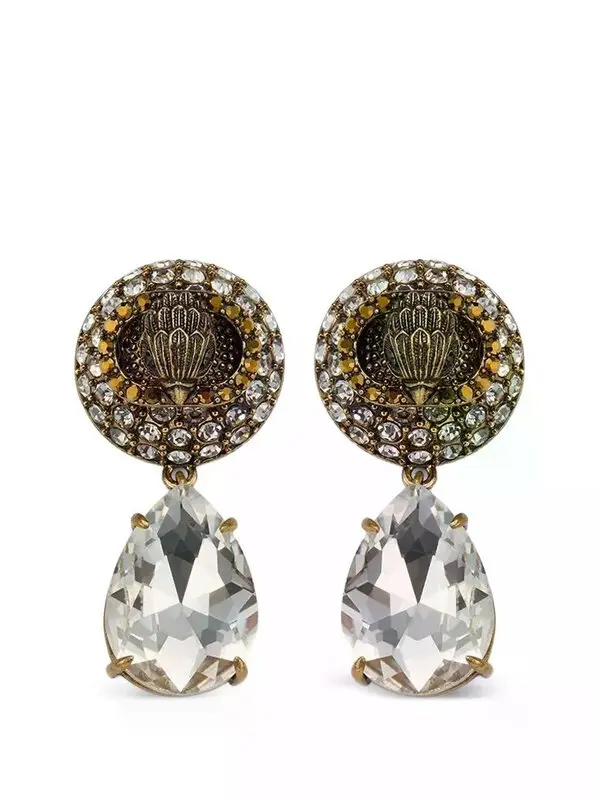 Kurt Geiger Crystal-embellished Eagle Head Drop Earrings - Gold