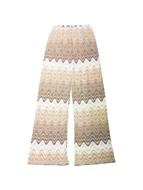 MC2 SAINT BARTH Amalia Chevron-knit Trousers - Neutrals