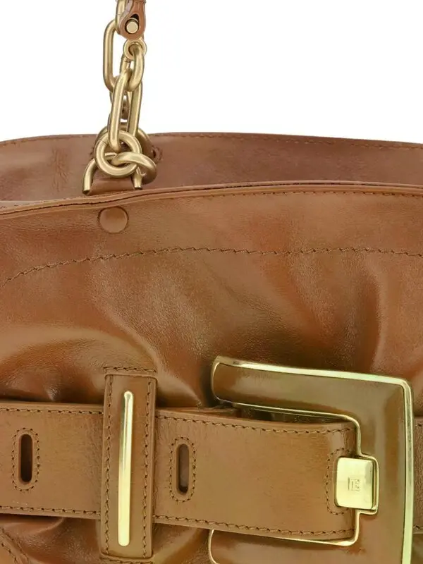Balmain Anthem Leather Shoulder Bag - Brown