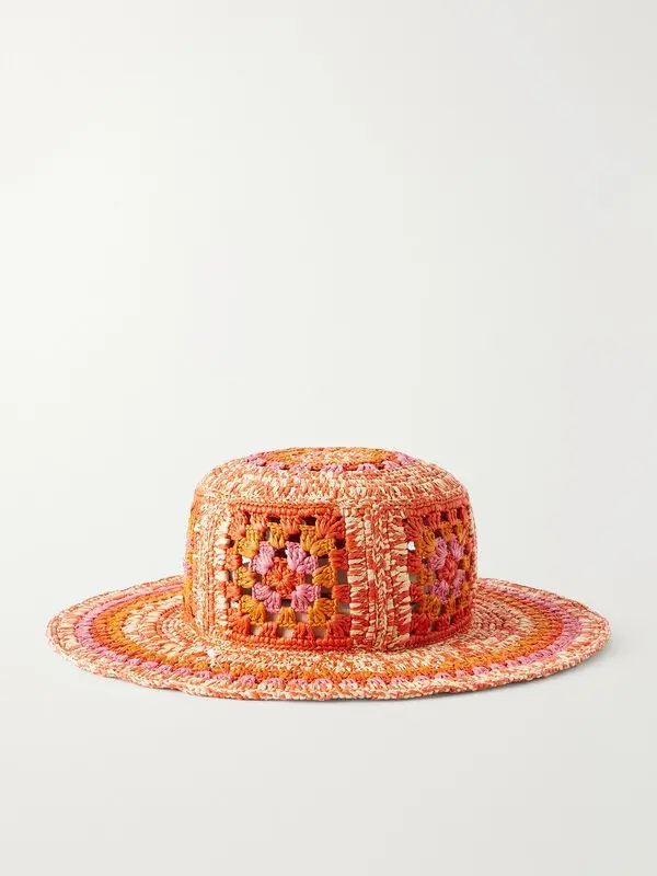 Loewe Crocheted Raffia Bucket Hat - Orange