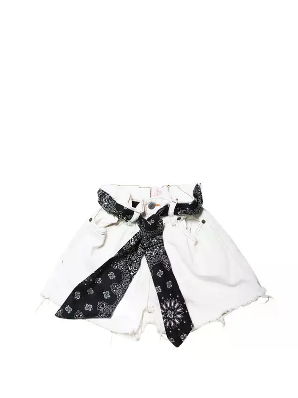MC2 SAINT BARTH Paisley-print Frayed-edge Shorts - White